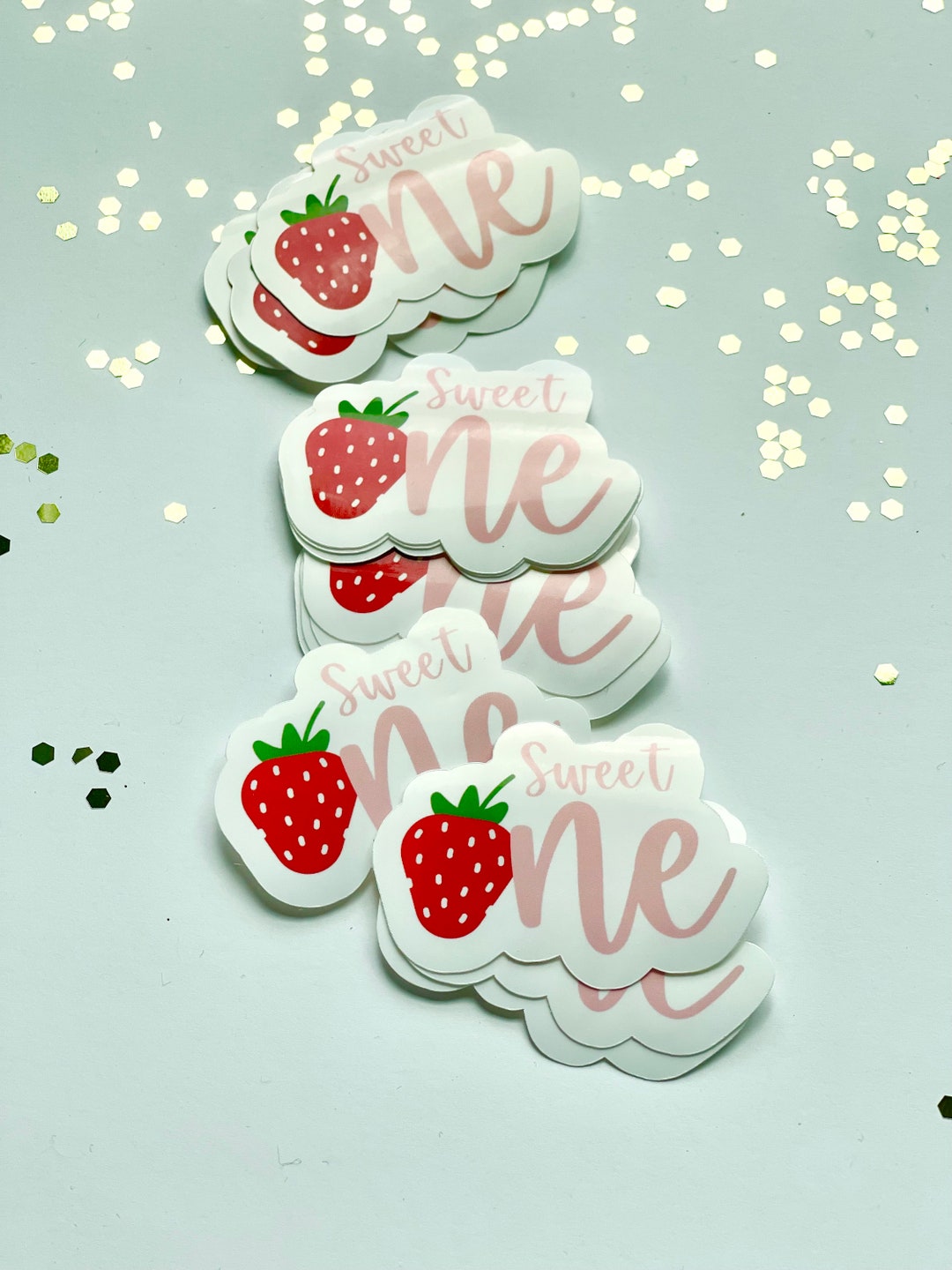 Sweet One Birthday Stickers, Strawberry Birthday Stickers, First ...