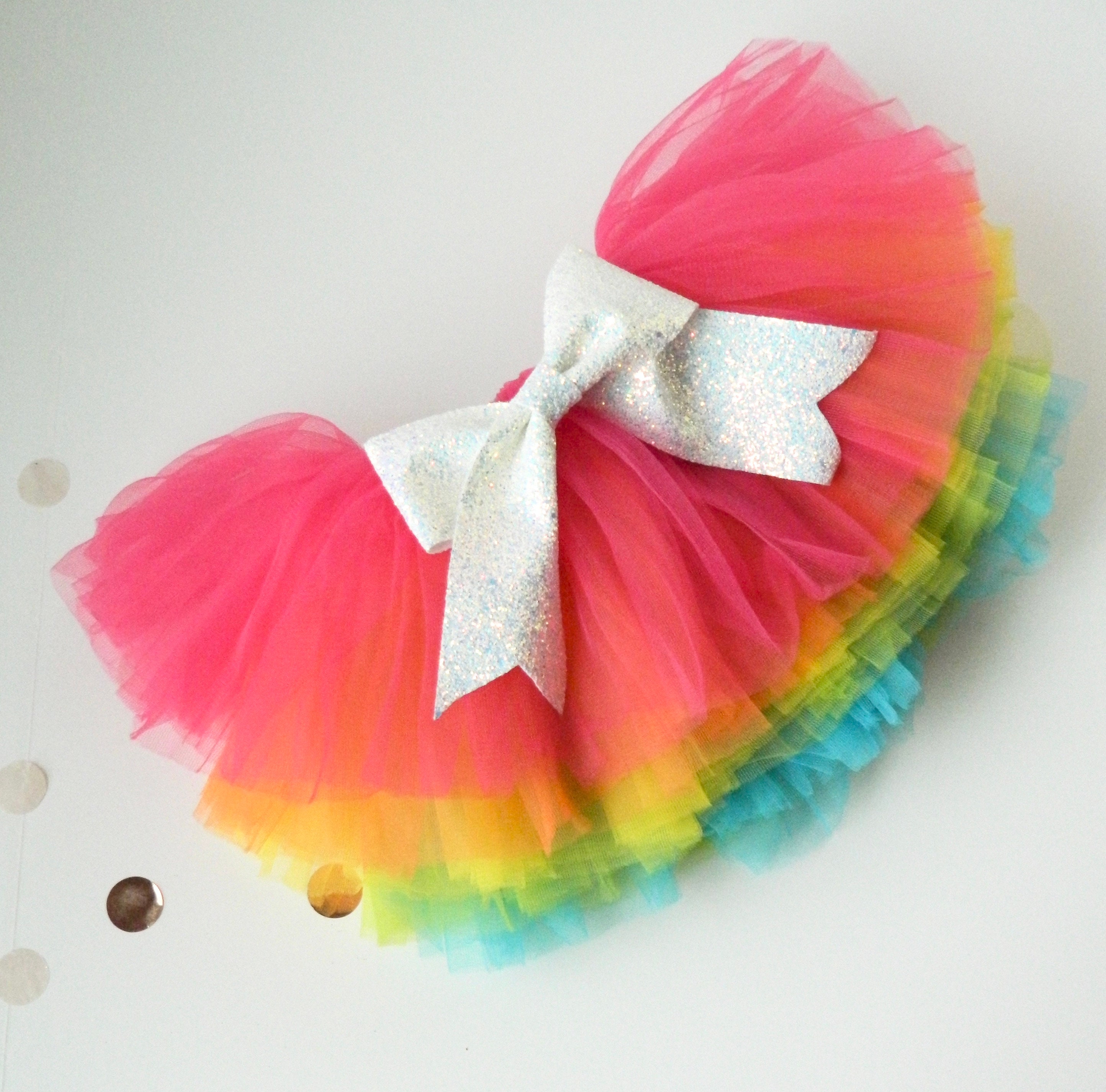 Bright Rainbow Full Tutu With Removable White Glittery Bow | Etsy