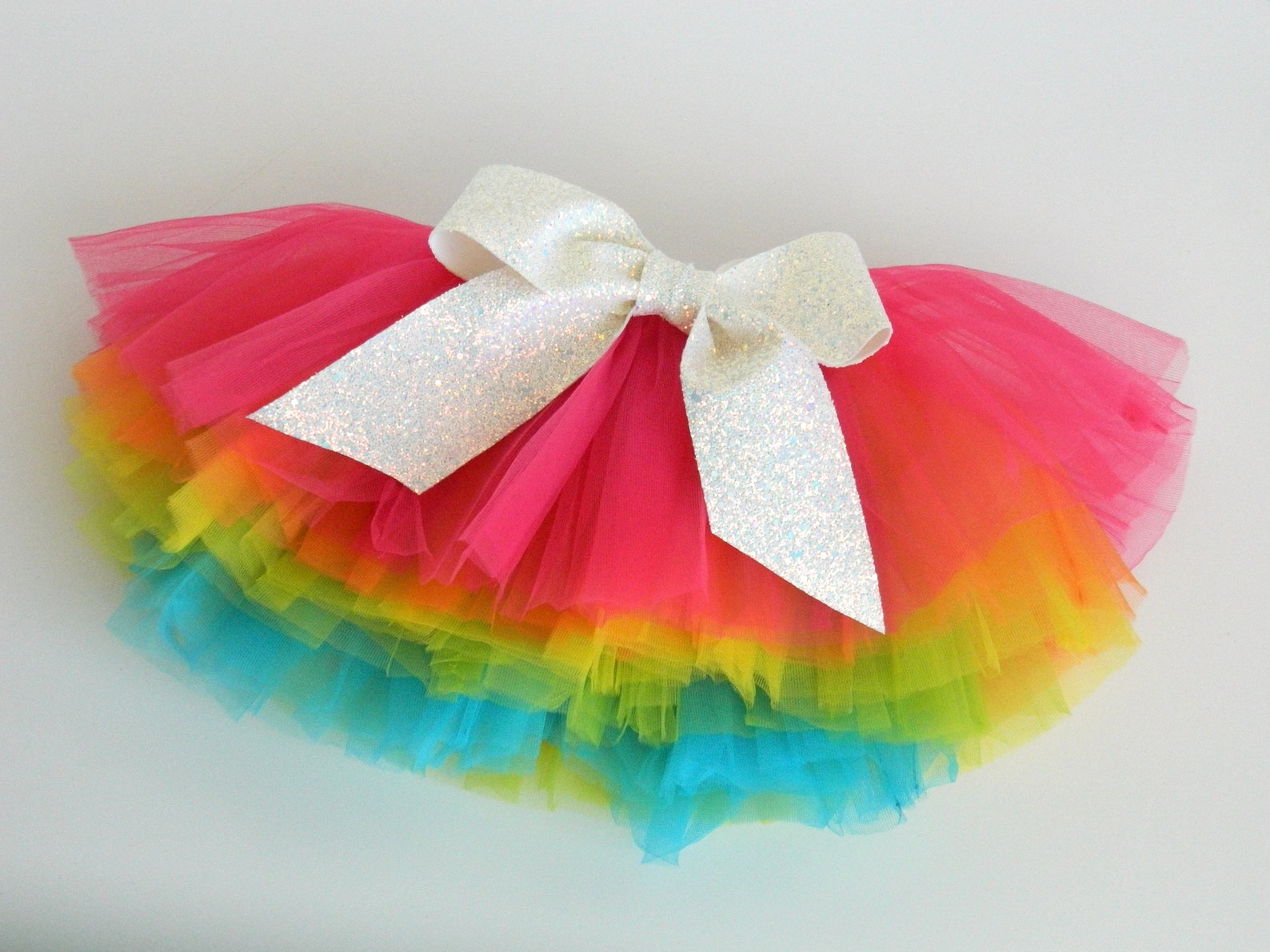 Bright Rainbow Full Tutu With Removable White Glittery Bow | Etsy