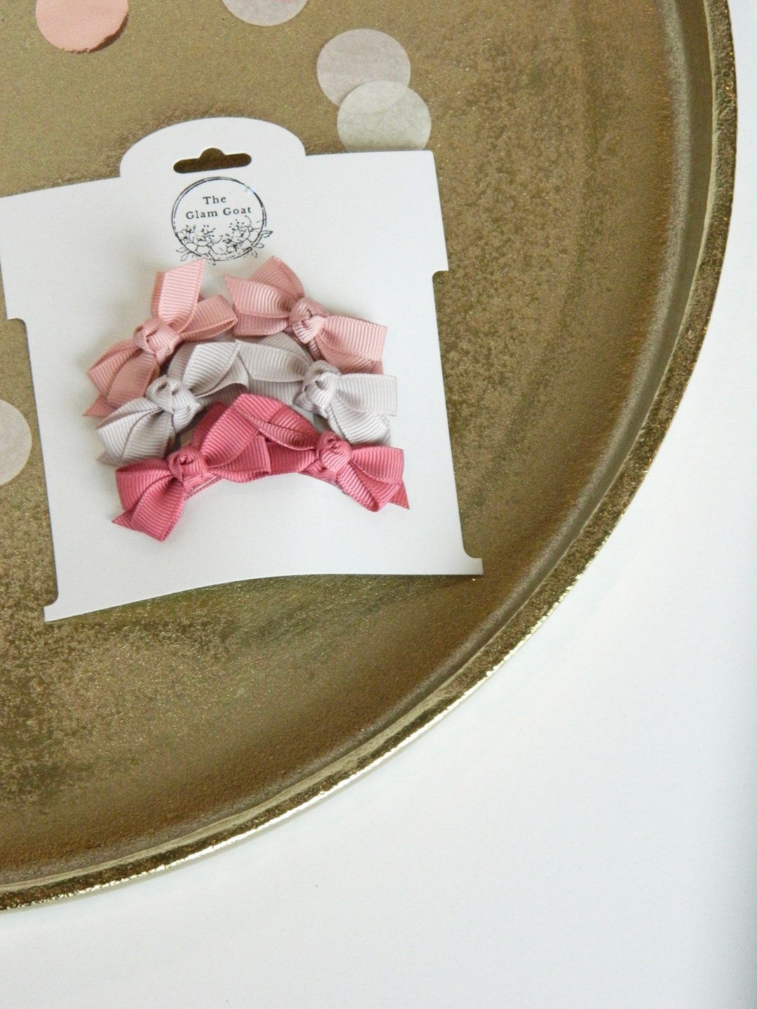 Mini Hair Bow Snap Clips: Dusty Mauve, Stone, Pink - Set of 6 - Etsy