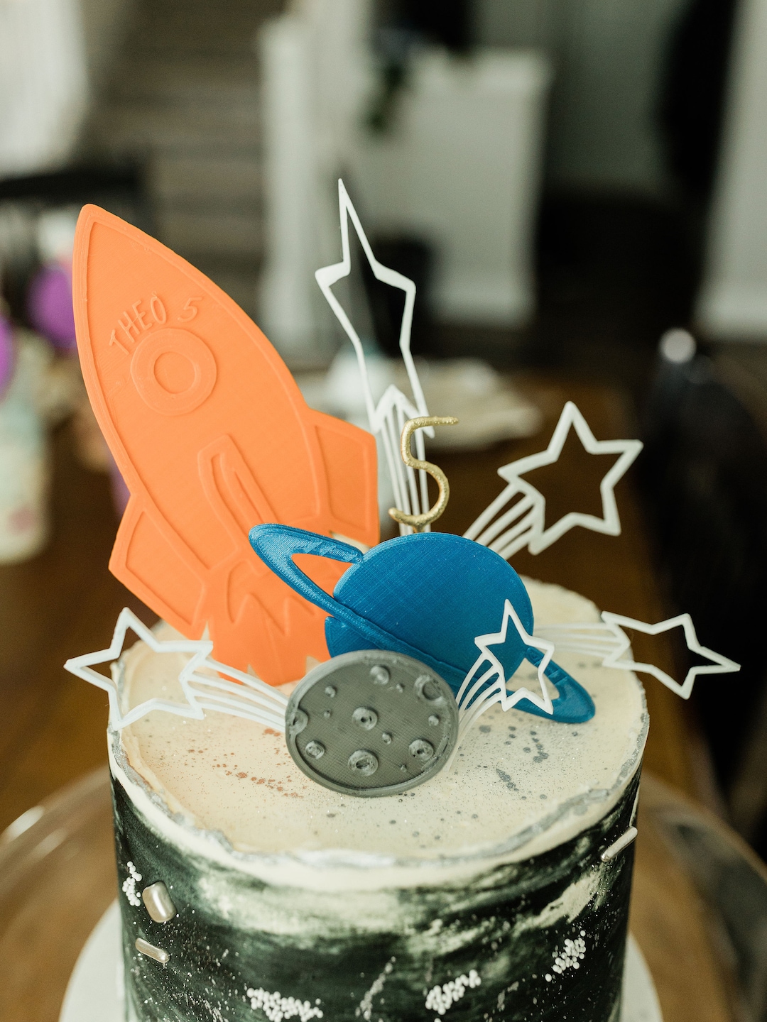 Rocket Ship Galaxy Birthday Cake Topper, 3D Printed Cake Topper, Custom ...