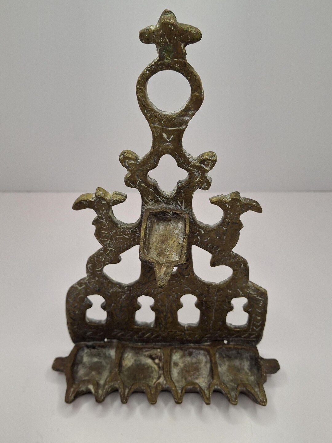 Antique North African Brass Hanukkah Oil Menorah – Judaica Chanukiah - Etsy