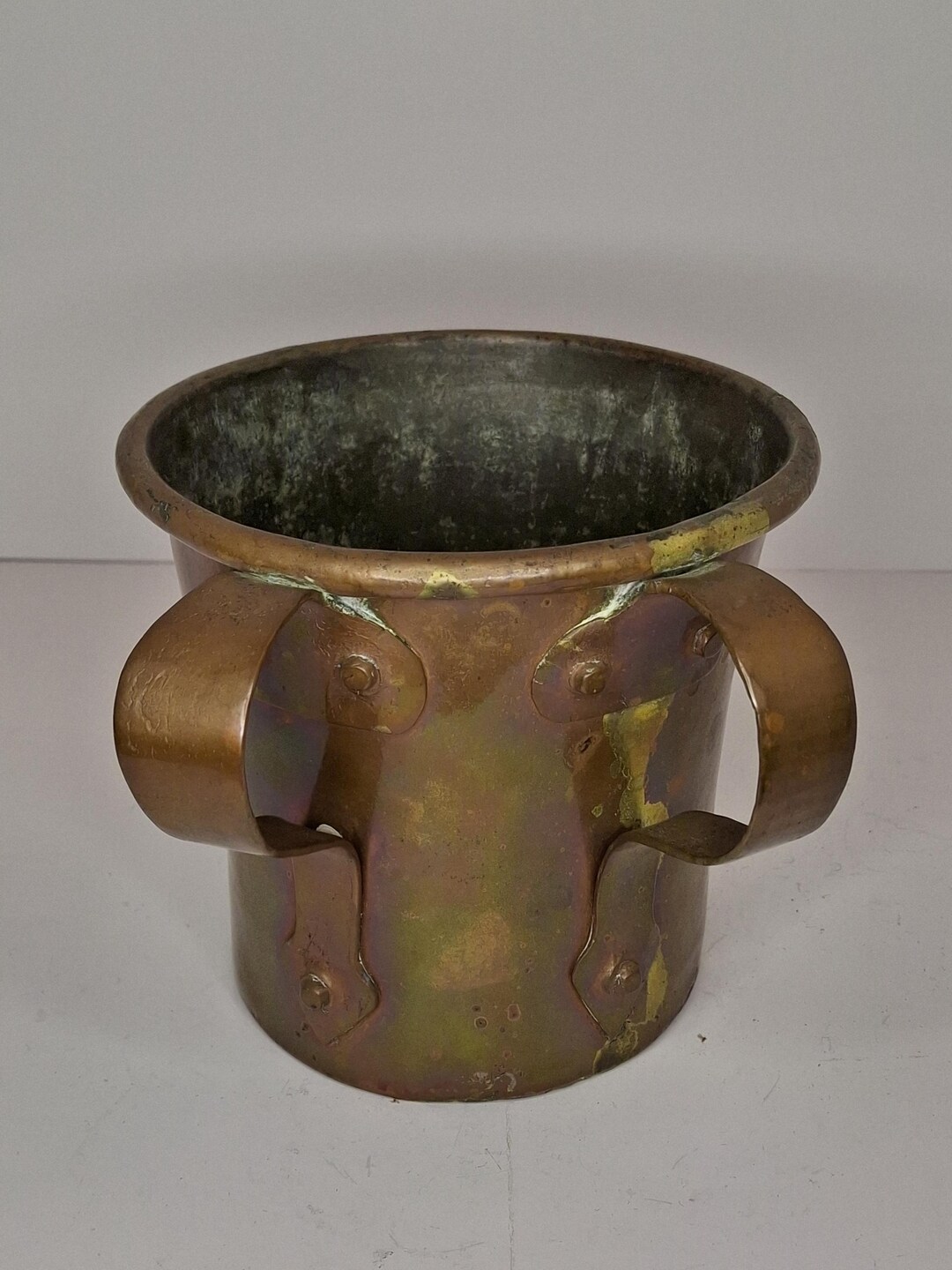Rainbow Patina Antique Brass Double-handled Netilat Yadayim Cup ...