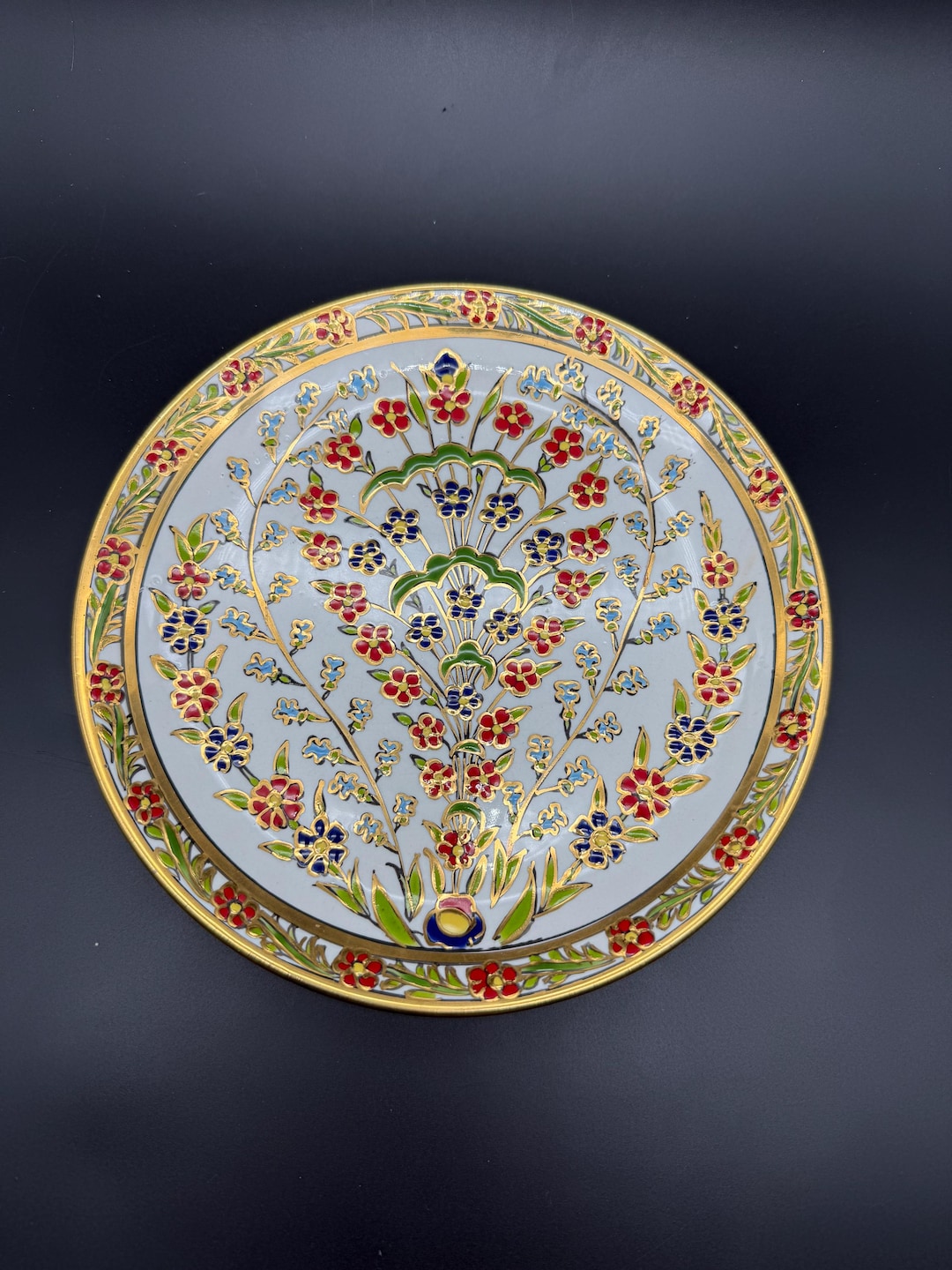 Hand-painted Greek Floral Plate | Gold Gilt Decorative Wall Plate ...