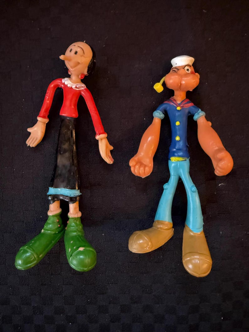 Vintage Bendable Popeye & Olive Oyl Figures – Flexible Cartoon ...