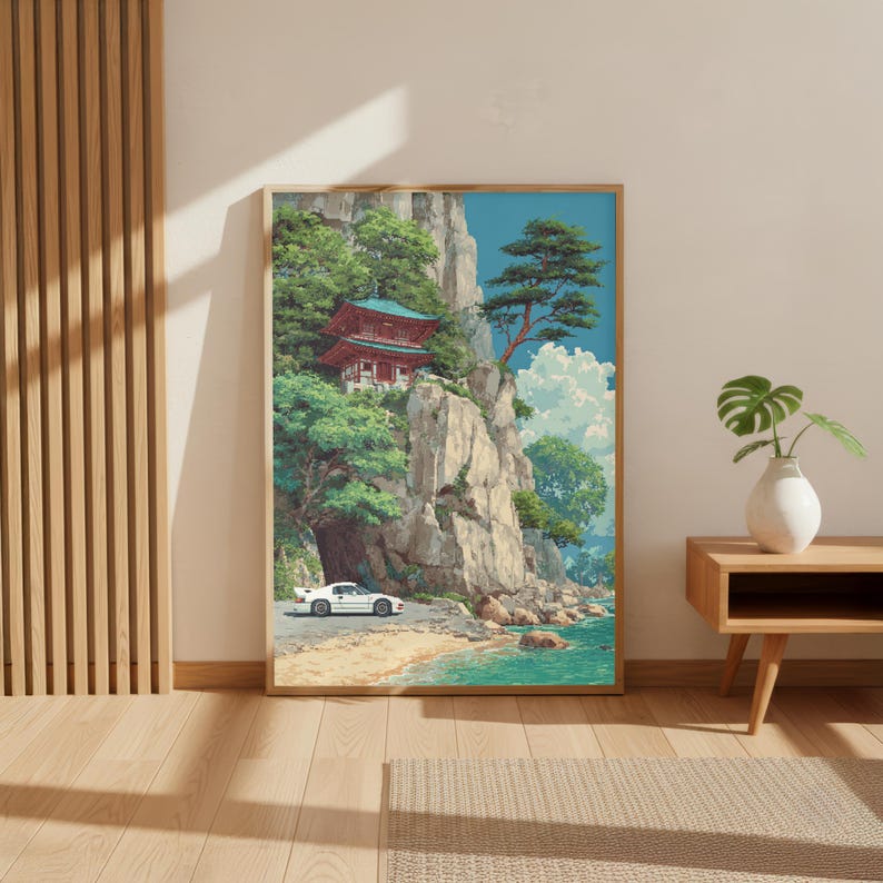 Pixel Art Japan Landscape Poster, Retro 8-bit Video Game Wall Art, JDM ...