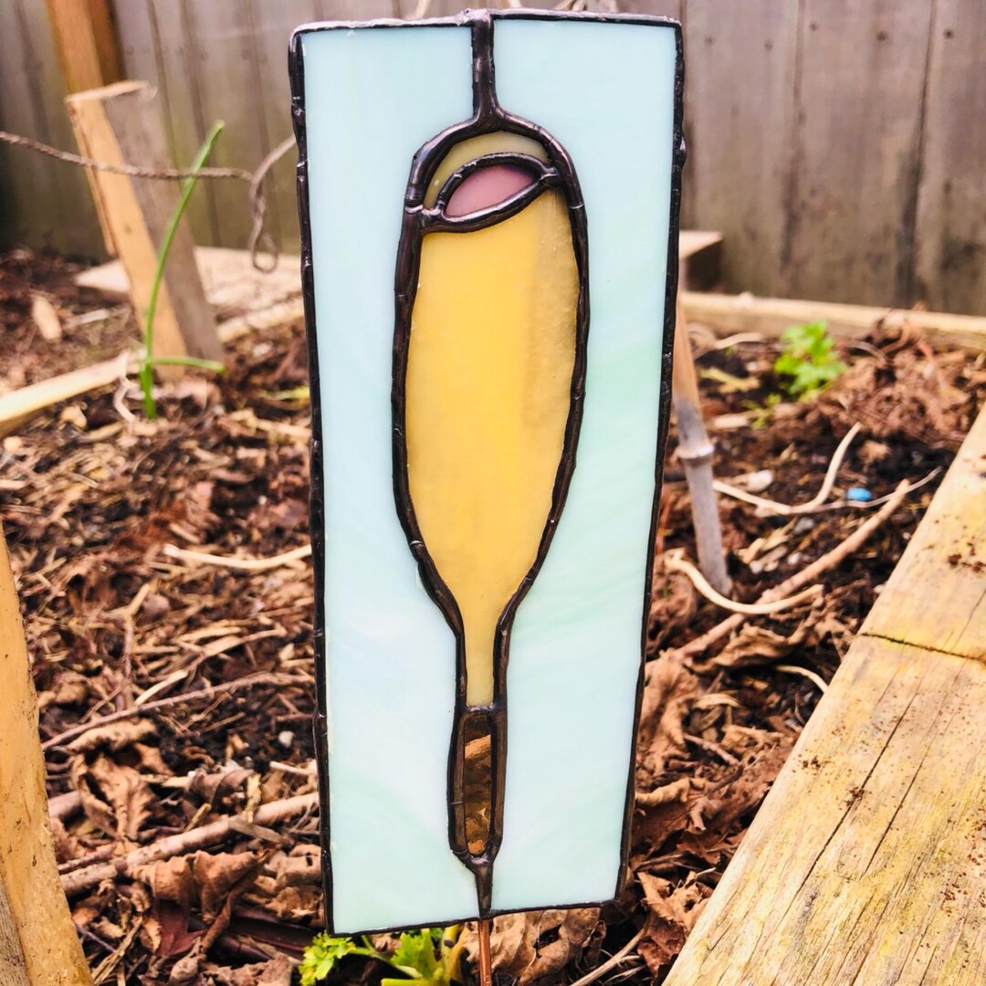 Stained Glass Corn Dog Plant Stake Garden Stake Beginner Friendly ...