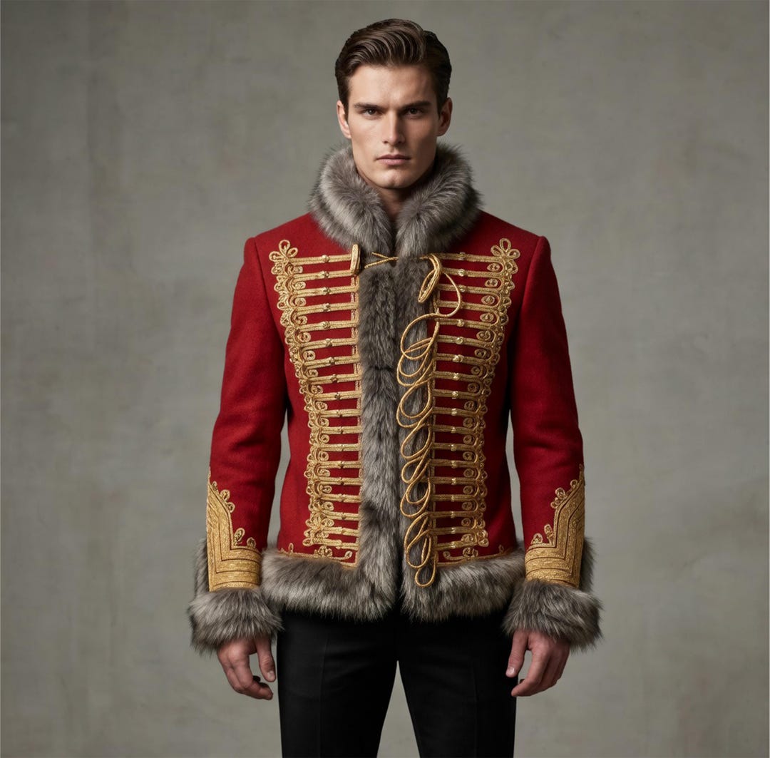Red Hussar Jacket, Napoleonic Brunswick Officer Pelisse Tunic ...