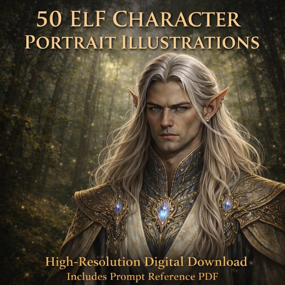 50 Elf Character Portrait Illustrations – High-resolution Digital Art ...