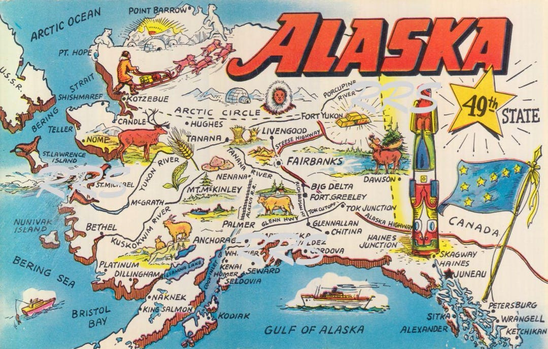 Old Alaska | Greetings From | Big Letter | Vintage Postcard Instant ...