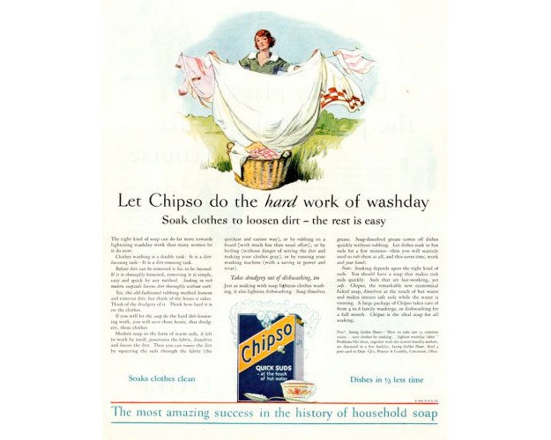 Vintage Chipso Soap Ad Print, Laundry Room Decor (digital Download) - Etsy