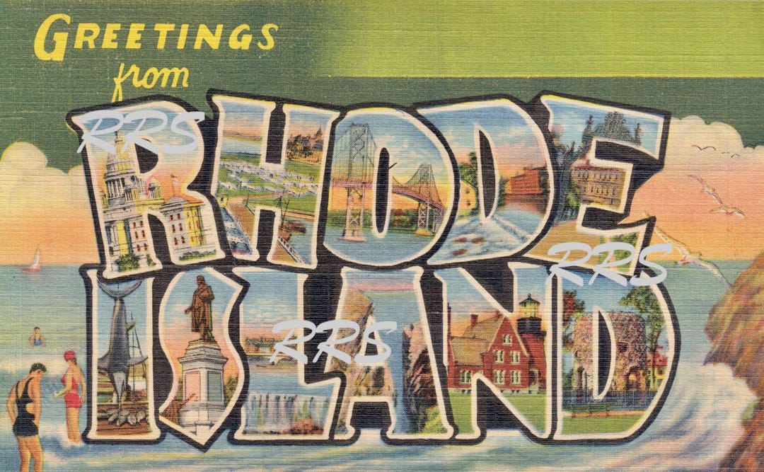Old Rhode Island | Greetings From | Big Letter | Vintage Postcard ...