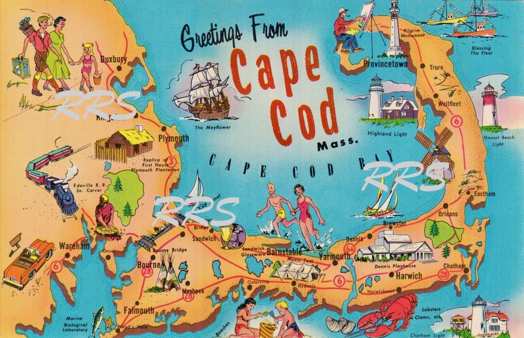 Retro Cape Cod Massachusetts | Greetings From | Big Letter | Vintage ...