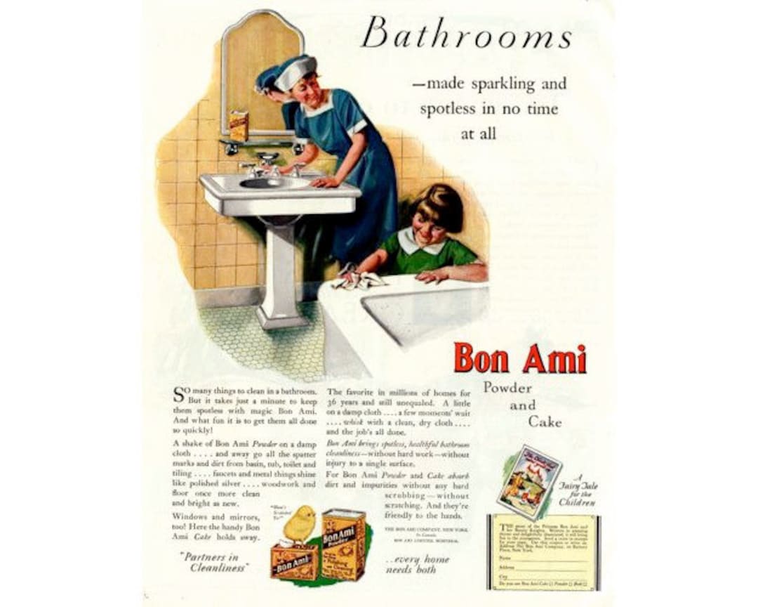 Instant Download Printable Art, Bon Ami, Bathroom Art, Soap Ads, Color ...
