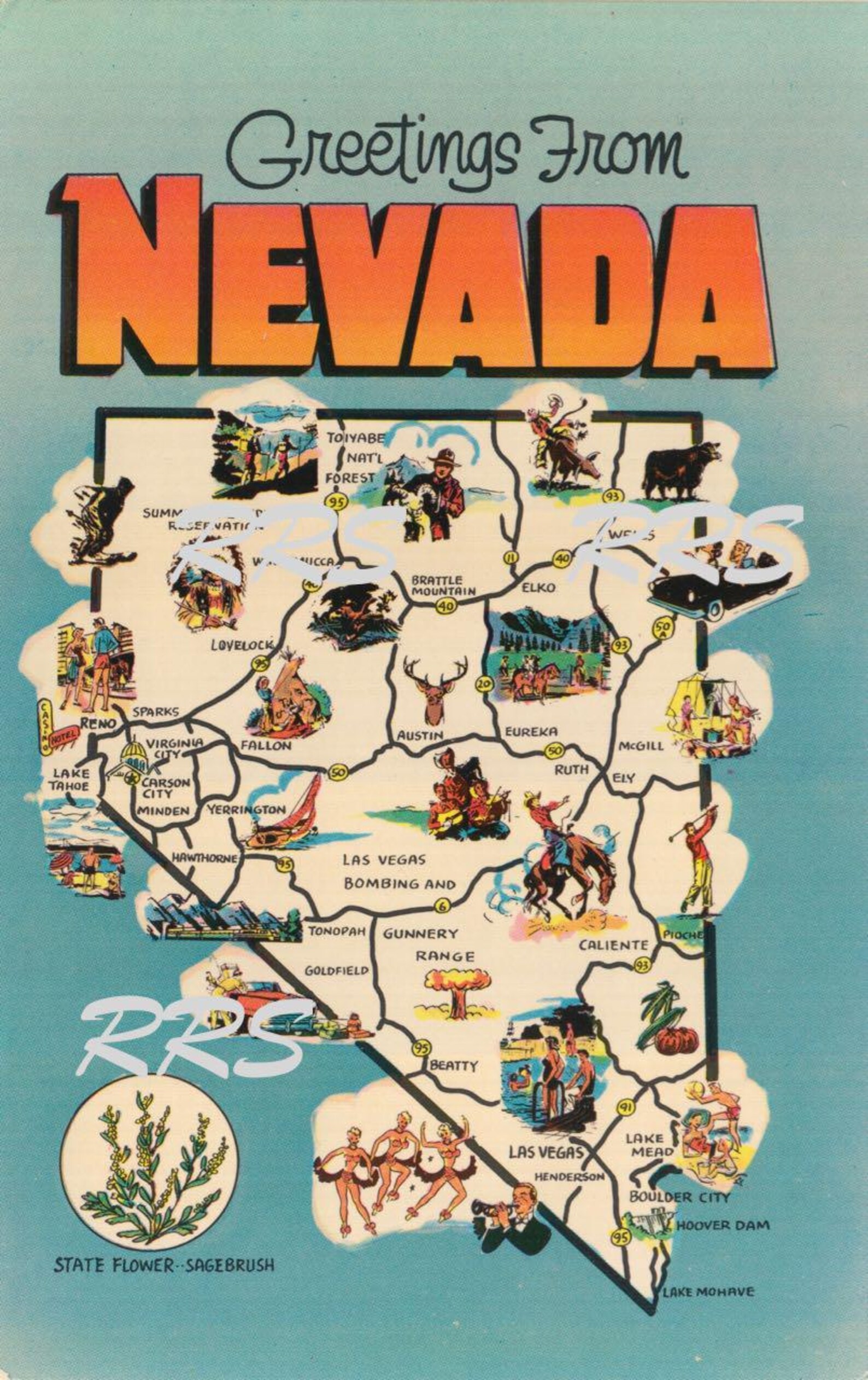 Old Nevada | Greetings From | Big Letter | Vintage Postcard Instant ...