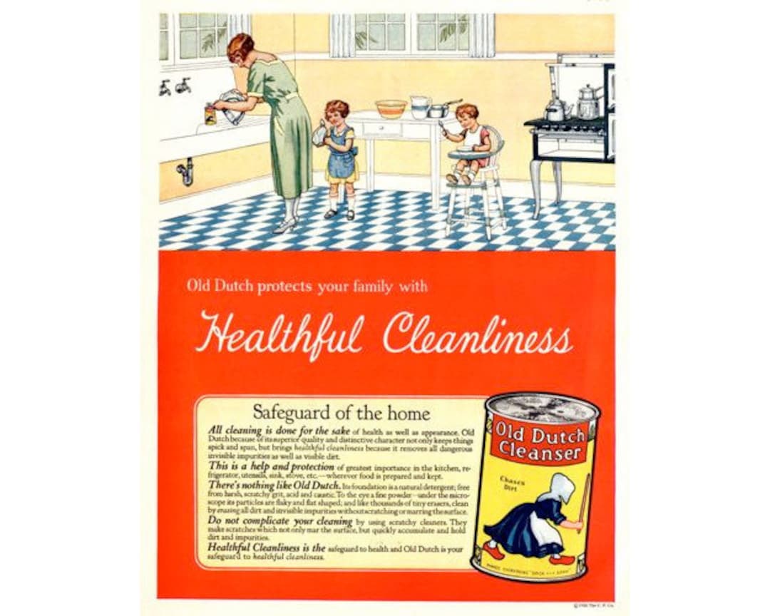 Old Dutch Cleanser, Kitchen Decor Art, Soap Ads, Color Vintage Ad, Wall ...