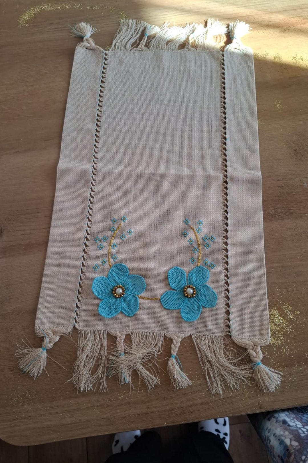 Vintage Stitched Turkish Needle Lace Set, Traditional Table & Console ...
