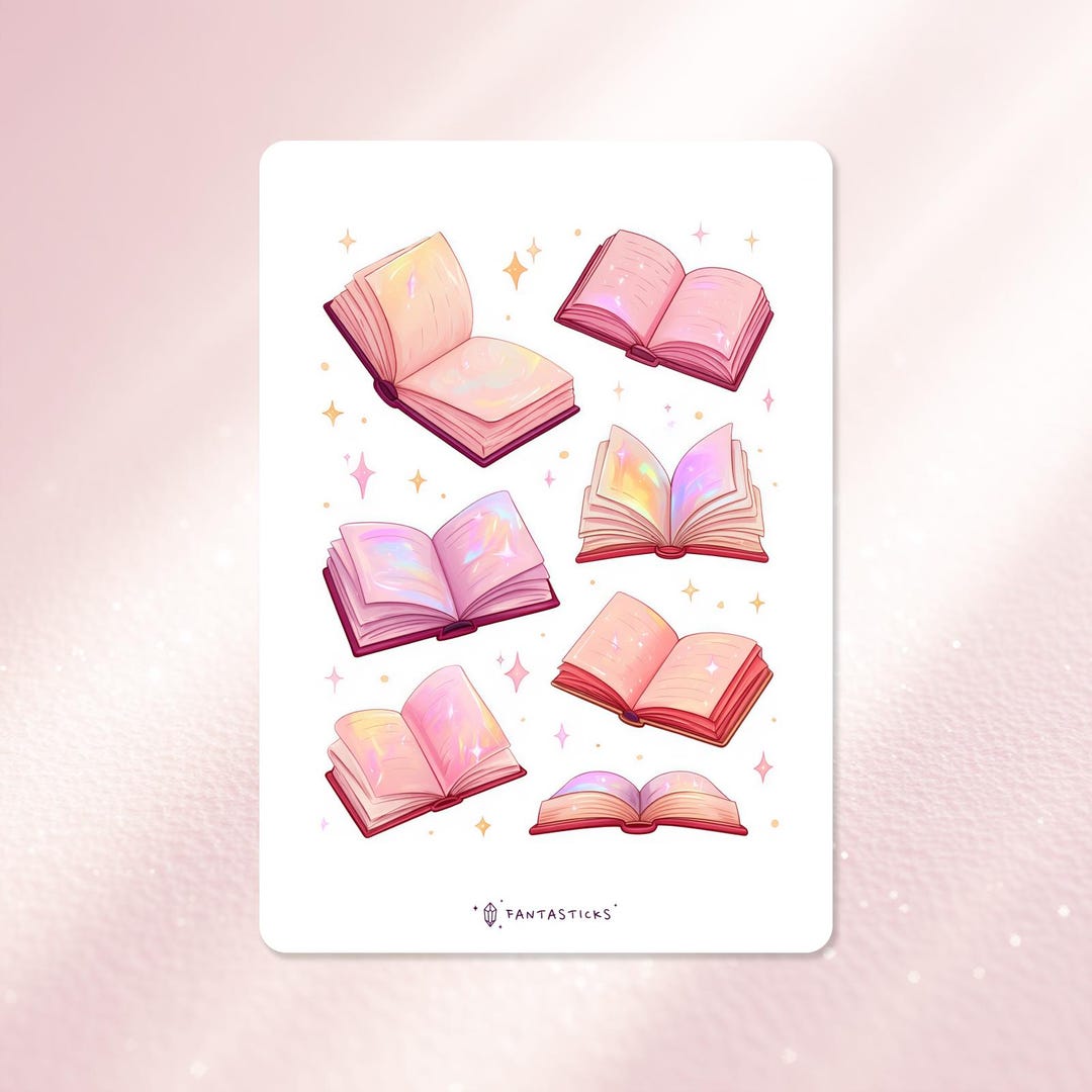 Sheet of Decorative Pink Book Stickers, Planner Decoration ...