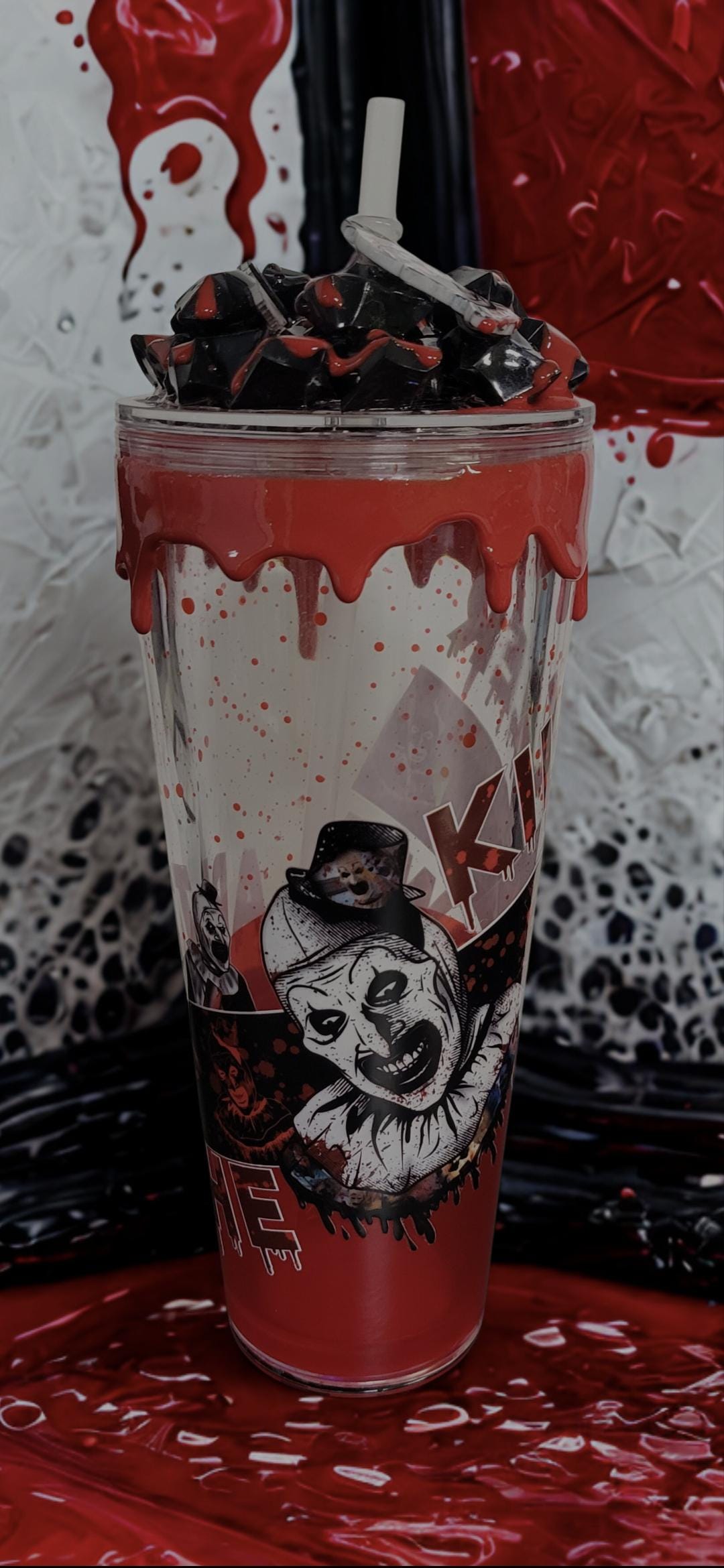 Killer Clown Horror Tumbler • Blood Drip Cup Mit Fake Ice • 24oz ...