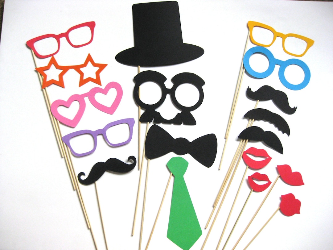 Colorful Photo Booth Props - 18 Piece Set - Photobooth Props Party ...