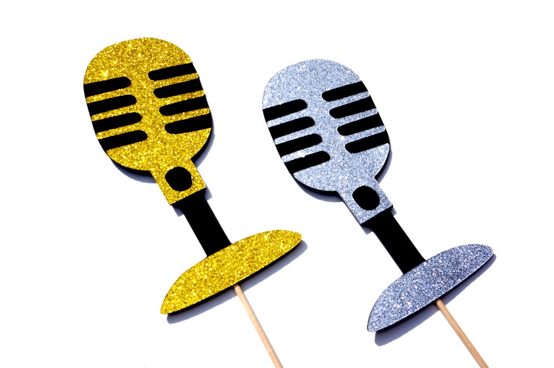 Photo Booth Props GLITTER Retro Microphones Set of 2 - Etsy