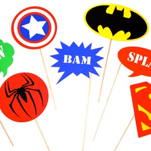 Super Hero Photo Booth Props - Set of 7 Props - Etsy