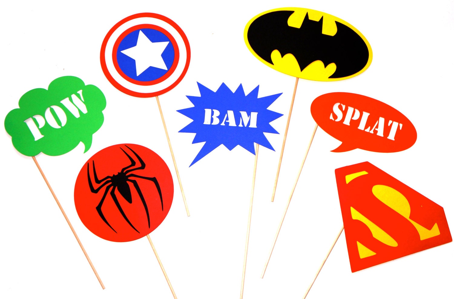 Super Hero Photo Booth Props Set of 7 Props | Etsy