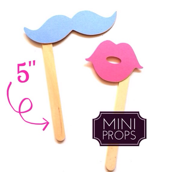 Set of 12 MINI Props Kid Friendly Mustaches and Lips on a | Etsy