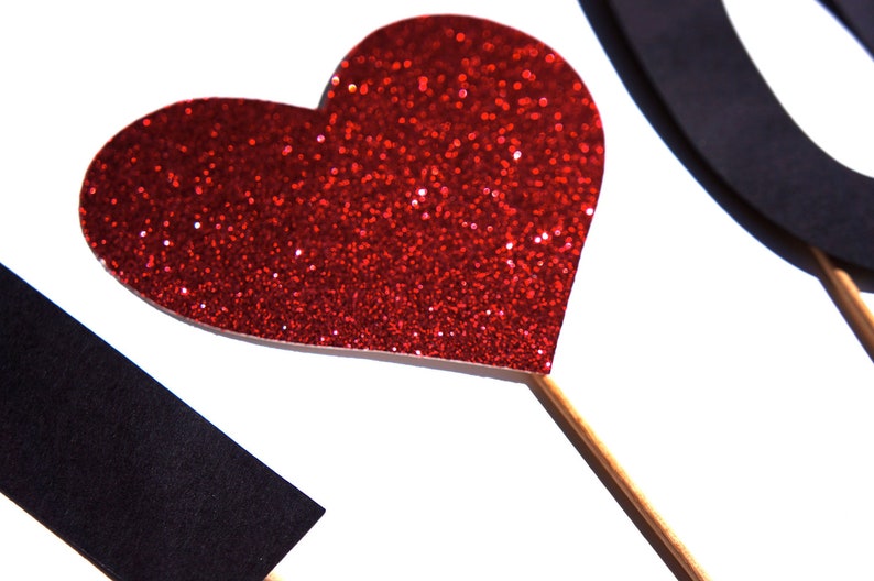 Photo Booth Props I Love You 3 Piece Set GLITTER - Etsy