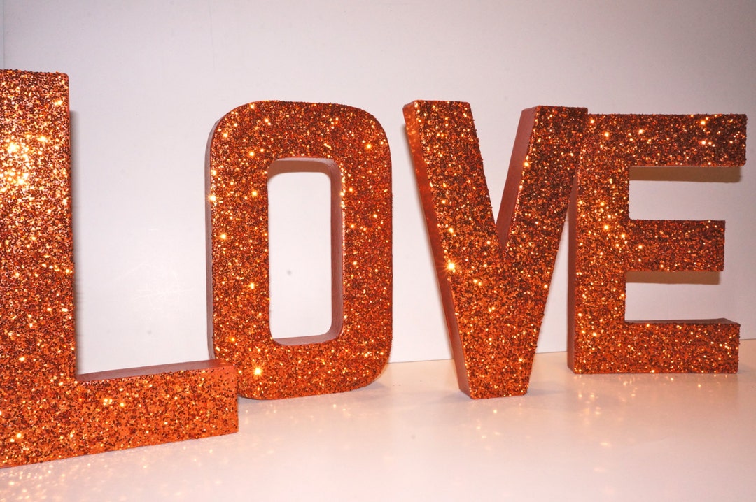 3D Photo Props - LOVE - Self Standing Glittered LOVE Letters - Etsy