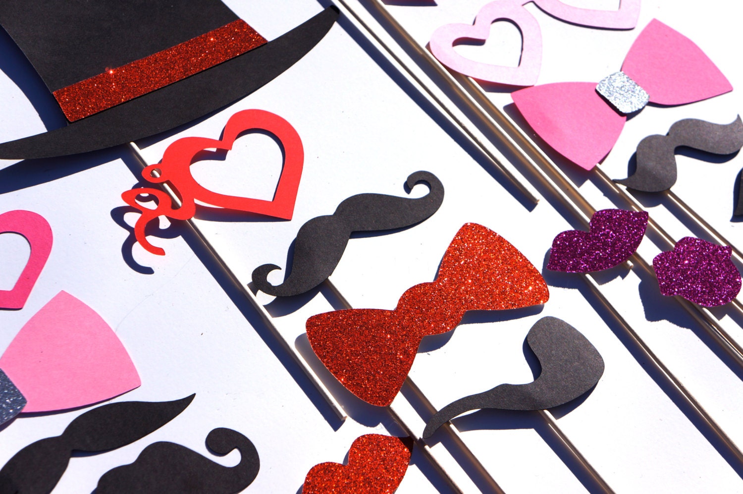 Love Photo Booth Prop Set With GLITTER 21 Pieces on a Stick | Etsy