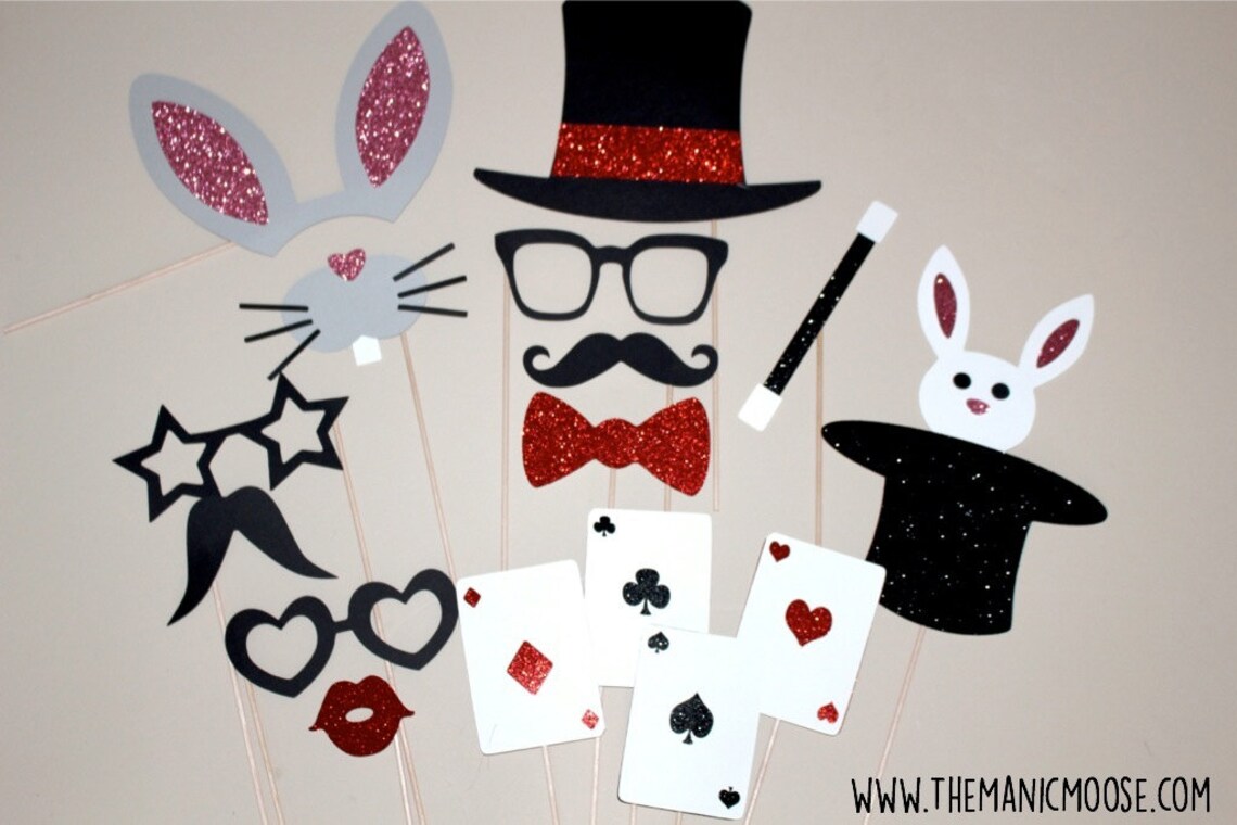 Magician Photo Booth Props Set of Glitter Photo Booth Props | Etsy