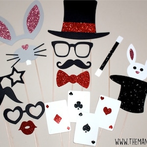 Magician Photo Booth Props ~ Set of Glitter Photo Booth Props ~ Magic ...
