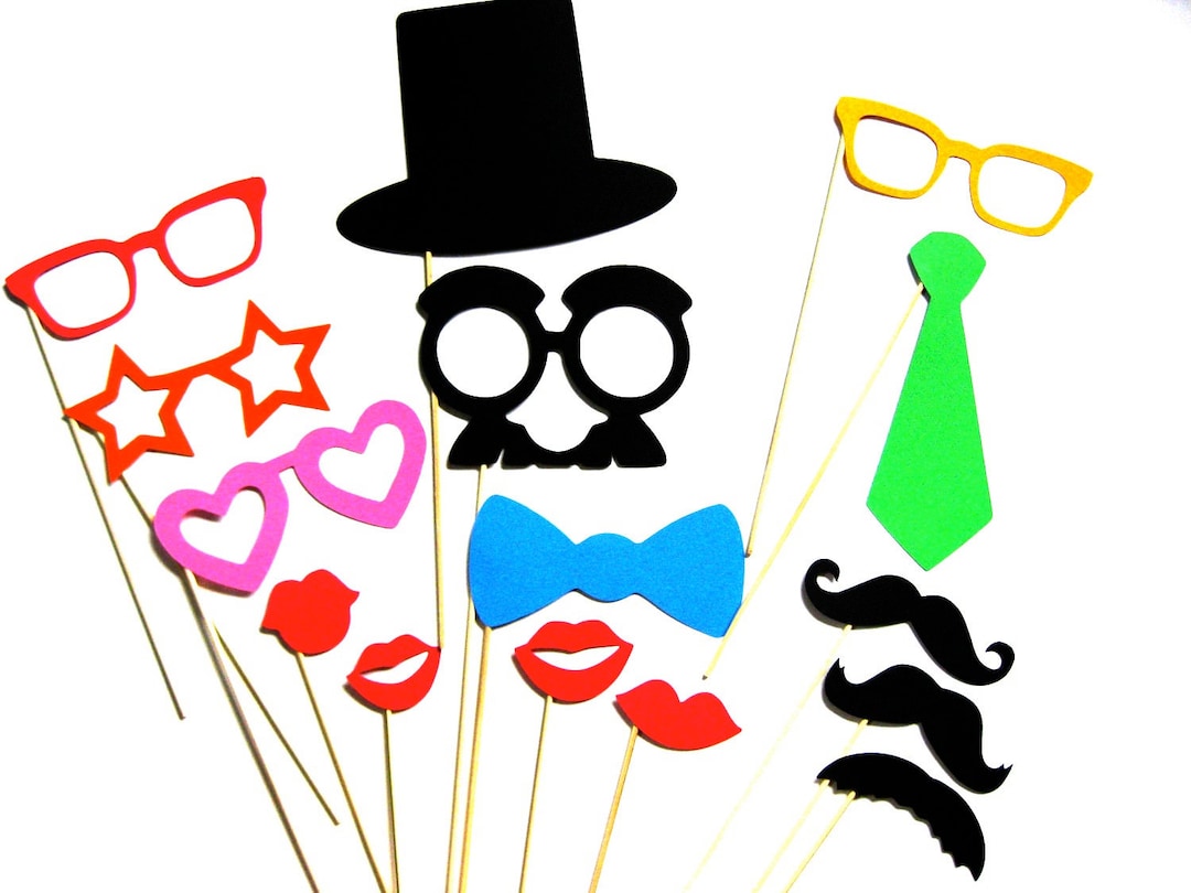 Colorful Photo Booth Props - 15 Piece Set - Photobooth Props Party ...