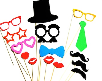 Colorful Photo Booth Props 6 Piece Set Photobooth Props | Etsy