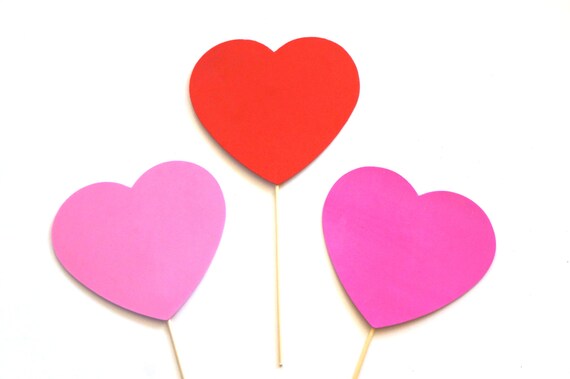 Valentines Day Photo Booth Props 3 FOAM Hearts on a Stick | Etsy