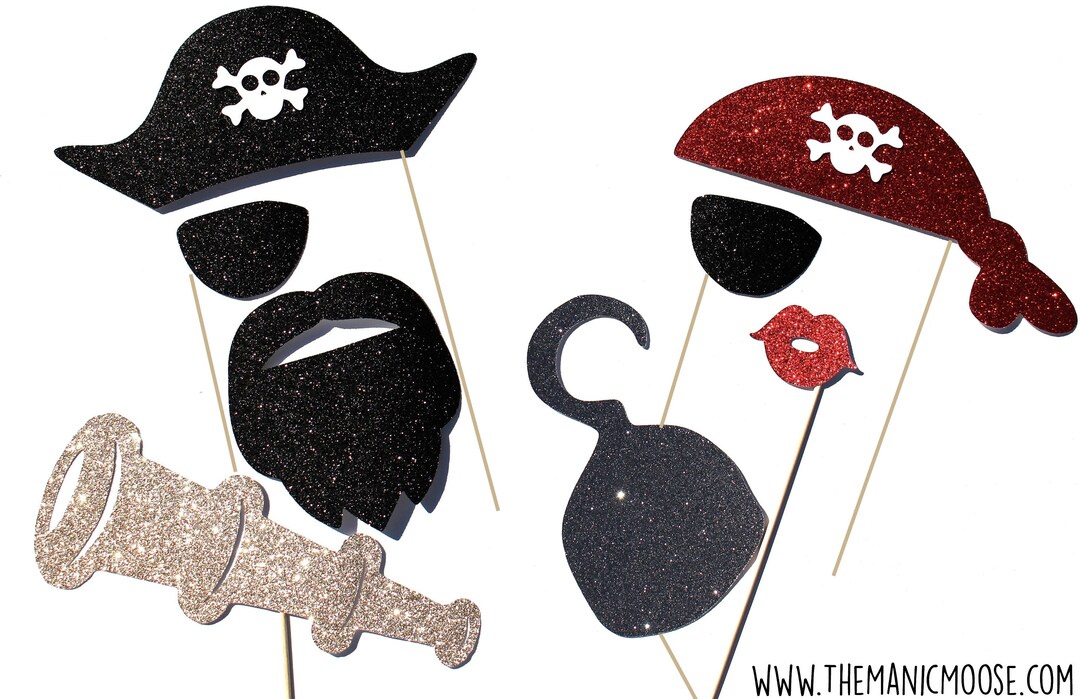 Photo Booth Props ~ DELUXE Pirate Prop Set ~ 8 Props on a Stick ...