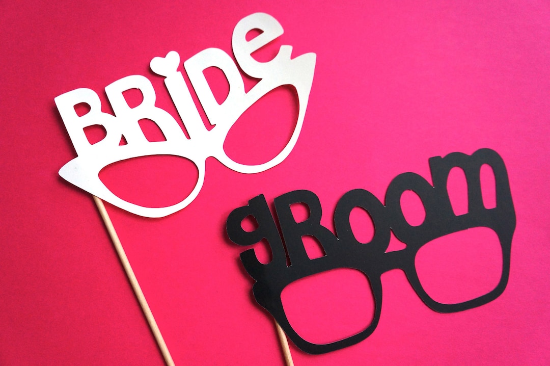 Photo Booth Props - Bride and Groom Glasses - Set of 2 - Weddings ...