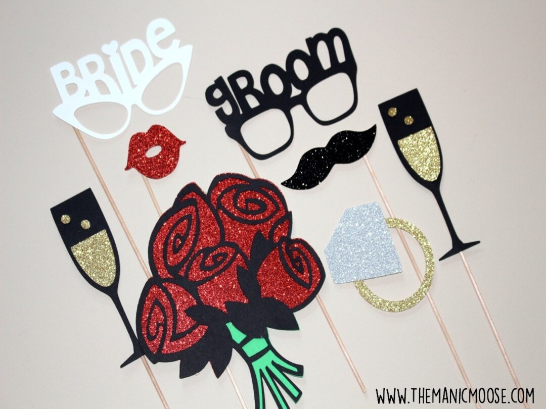 Wedding Photo Booth Props ~ Wedding Props ~ Bride and Groom ~ 8 Piece ...
