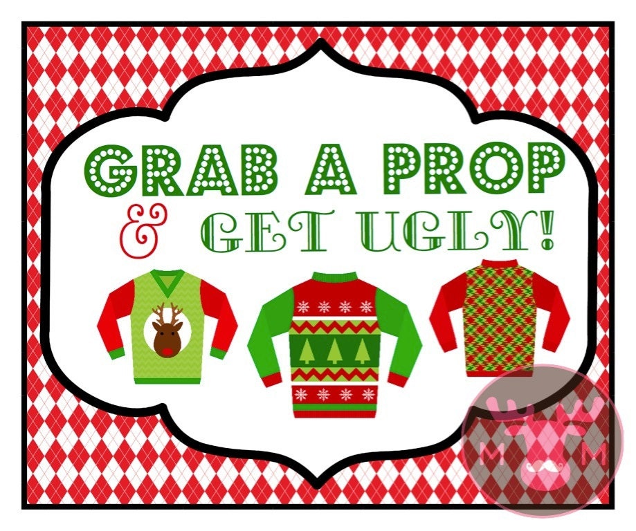 INSTANT DOWNLOAD Ugly Sweater Party Photo Booth Sign - Etsy