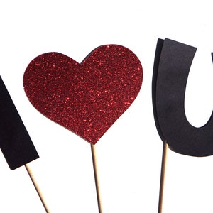 Photo Booth Props - I Love You - 3 Piece Set - GLITTER Photobooth Props ...