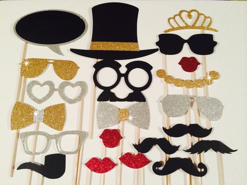 Fancy Photo Booth Prop Set silver and Gold Edition 21 | Etsy