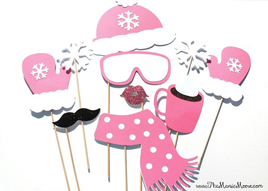 Winter Photo Booth Props 10 Piece Set GLITTER Photobooth - Etsy