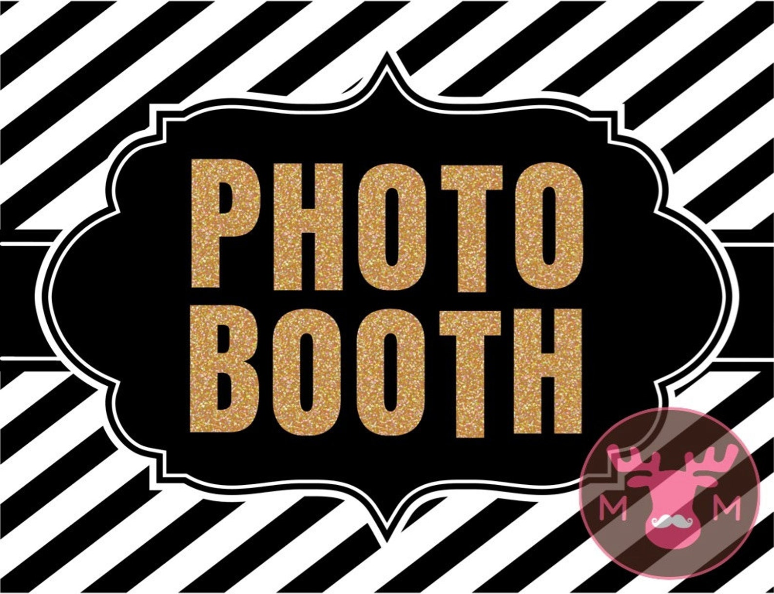 INSTANT DOWNLOAD Photo Booth Sign Black & Gold Great | Etsy