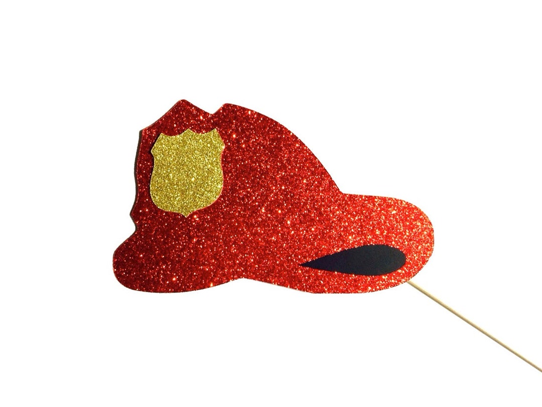 Photo Booth Props - GLITTER Firefighter Helmet - Fire Fighter Hat ...