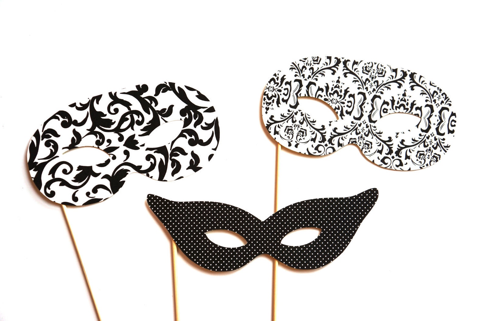 Photo Booth Props Masquerade Masks 3 Piece Set - Etsy
