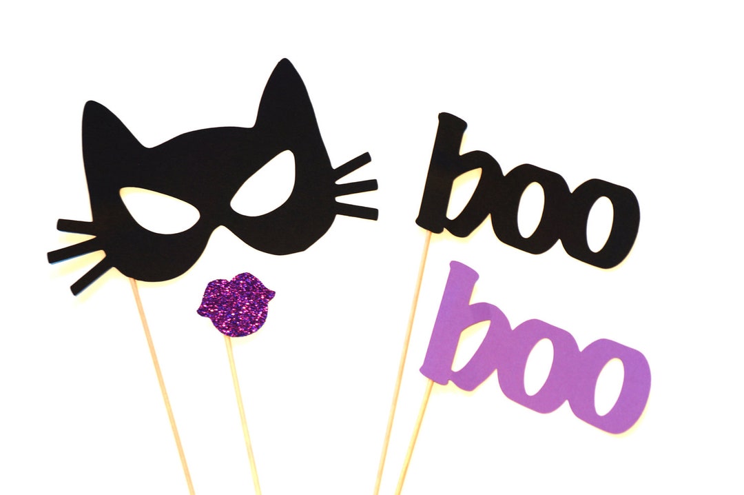 Halloween Photo Booth Props - 4 Piece Set - GLITTER Photobooth Props ...