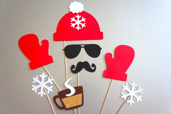 Winter Photo Booth Props 8 Piece Set GLITTER Photobooth - Etsy