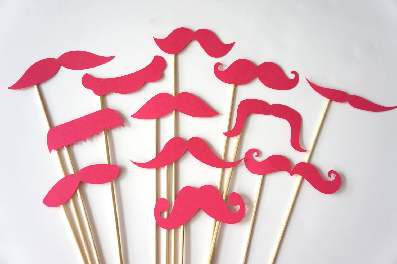 Photo Booth Props Mustache Bash Set of 12 HOT PINK | Etsy