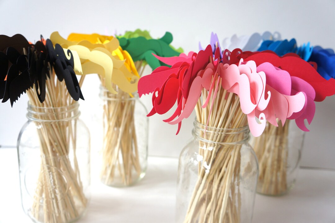Photo Booth Props - Mustache Bash - Set of 48 Mustaches on a Stick ...